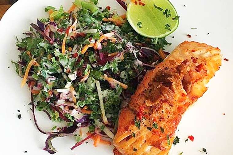 Crispy Salmon with Kale Slaw | Manettas Seafood Market