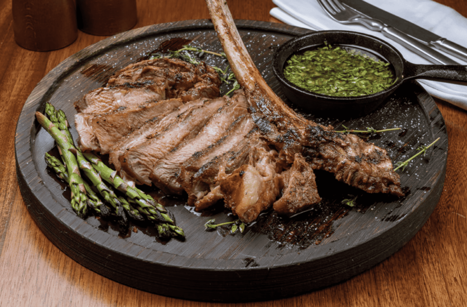 BBQ Wagyu Beef Tomahawk MB9+ with Garlic Butter and Charred Veggies ...