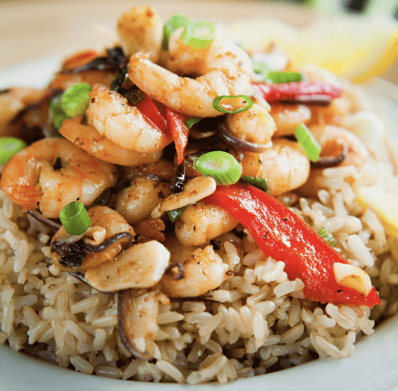 Garlic Prawn and Brown Rice Stir-Fry - Manettas Seafood Market