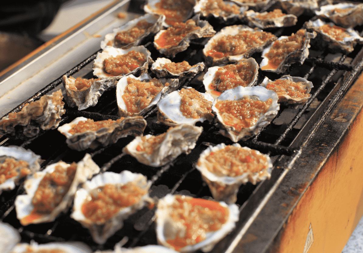 Grilled Bacon Bourbon Oysters - Manettas Seafood Market