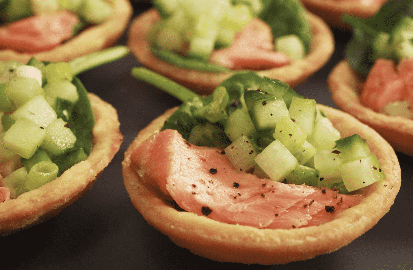 Smoked Salmon & Cucumber Tarts - Manettas Seafood Market